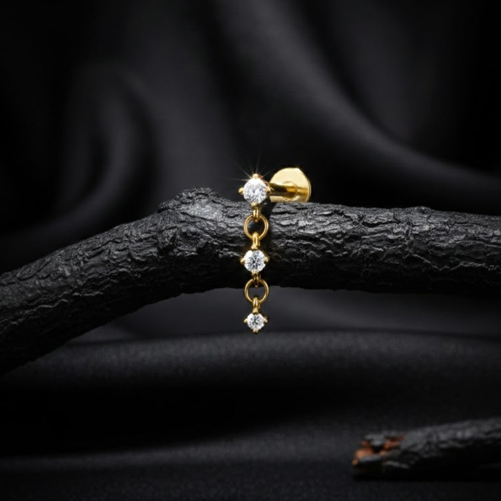 Piercing Lobe Milicent - Finition Doré - Argenté - Livraison Offerte